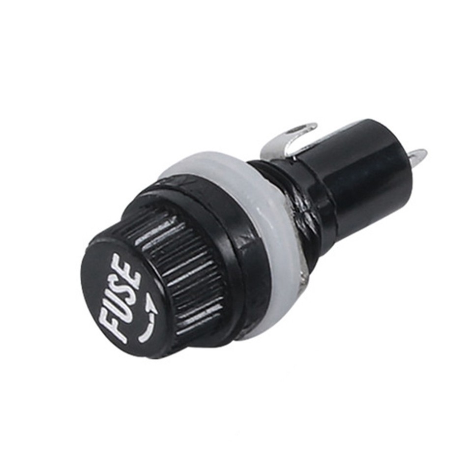 10A 250V Black Fuse Holder with Screw Cap for Glass Fuses Panel Mount ...