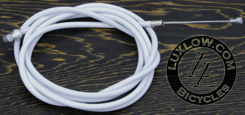 White Brake Cable Kit Housing Button Fixie Bicycle BMX MTB Cruiser Bike ...