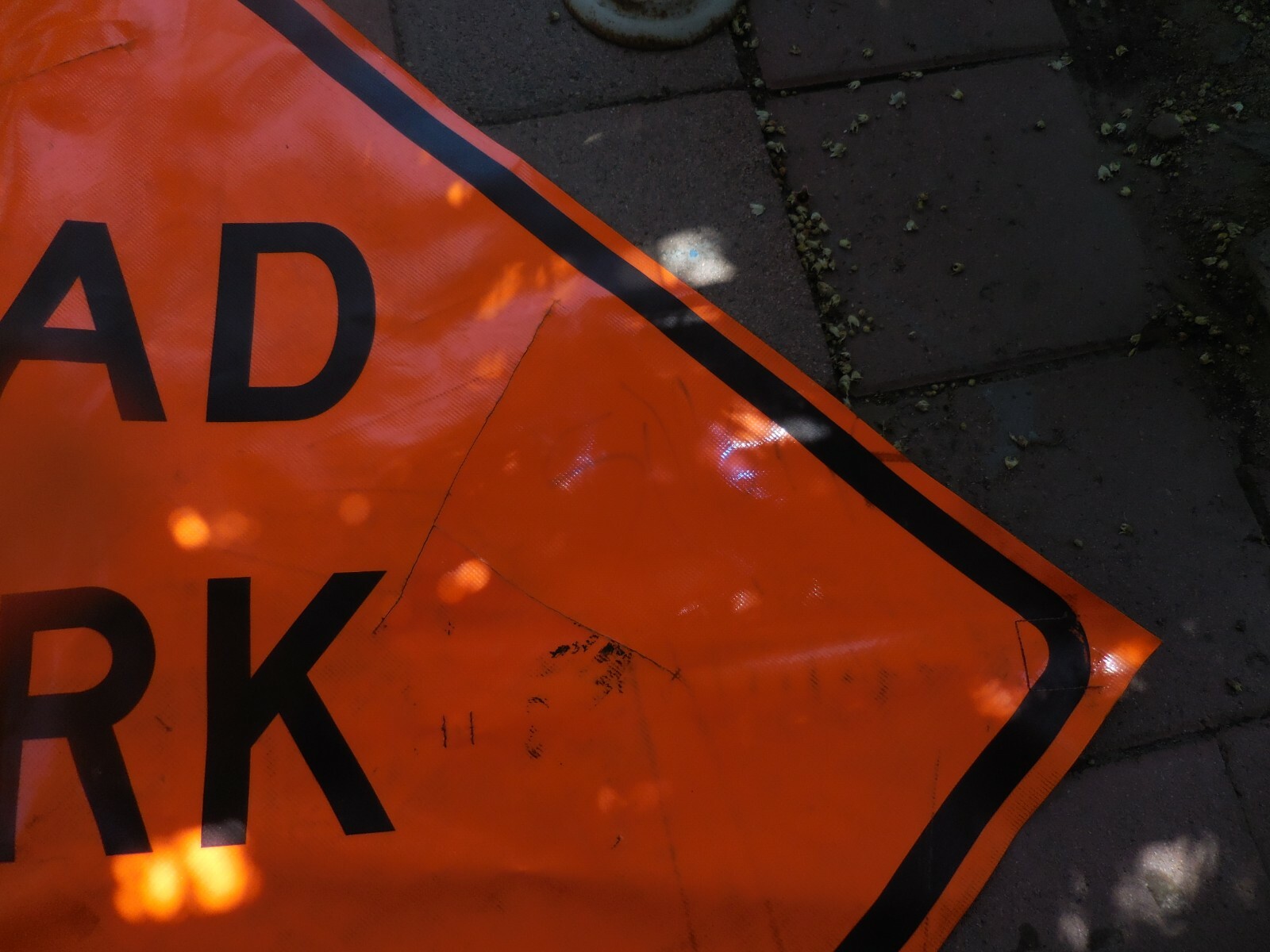 Vintage Authentic Large Vinyl Street Sign, ROAD WORK AHEAD measures 68 ...