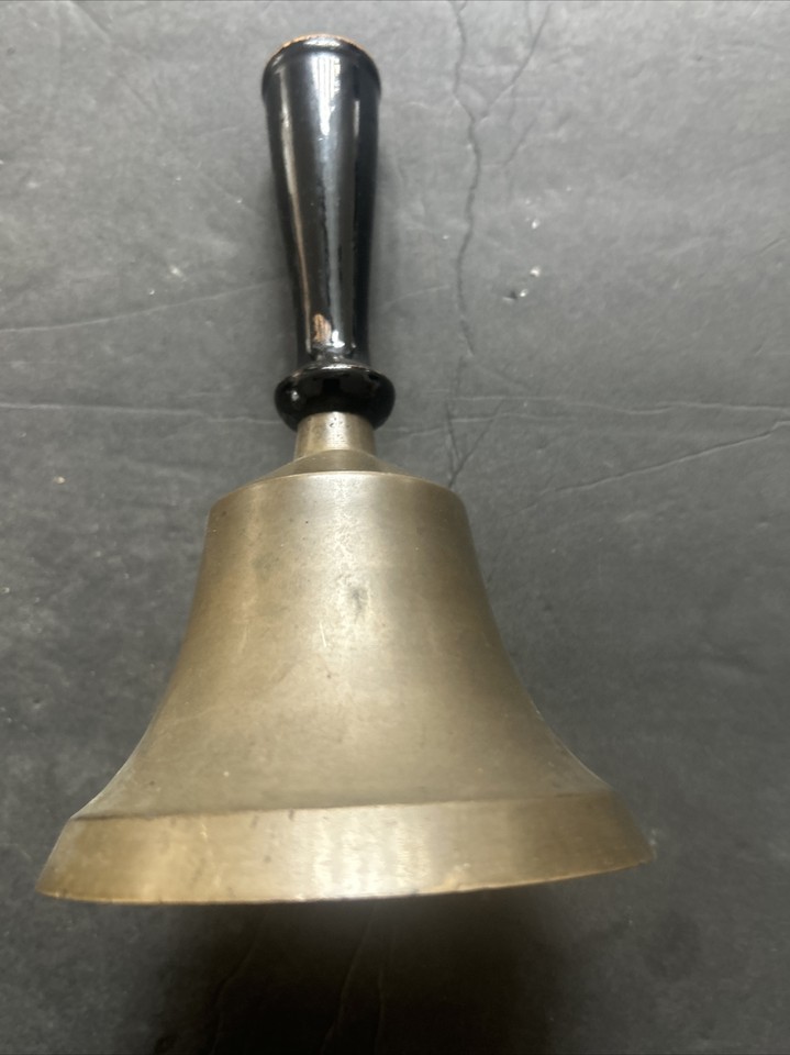 Vintage School Bell brass 8”” Long And Base 4” Wide. Late 1800 To Early ...