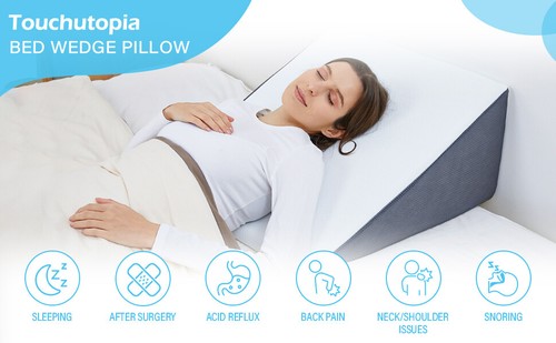 Touchutopia Cooling Triangle Bed Wedge Pillow Sleep Memory Foam ...