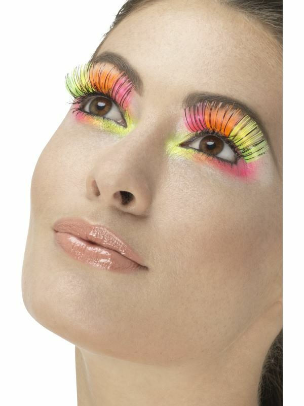 80'S Neon Party Long Eyelashes Eye Lashes Adult Womens Fancy Dress ...