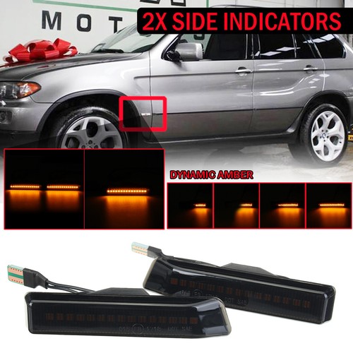 Pair Dynamic Wing Side Marker Indicator Light Repeater fit for BMW X5 ...