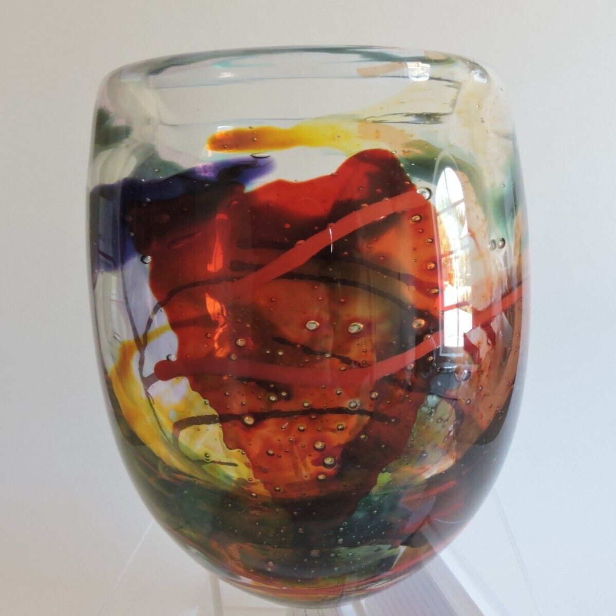 JOHN GERLETTI Studio - 1987 - Signed - Hand Blown Art Glass Vase 6.5 ...