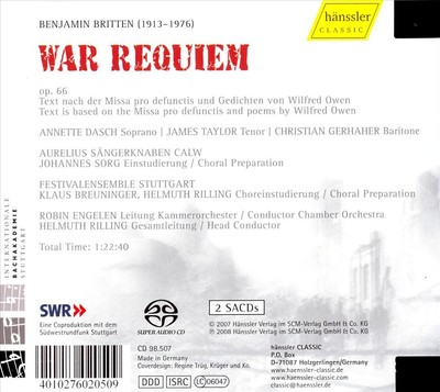 BRITTEN: WAR REQUIEM [HYBRID SACD] NEW CD 4010276020509| eBay