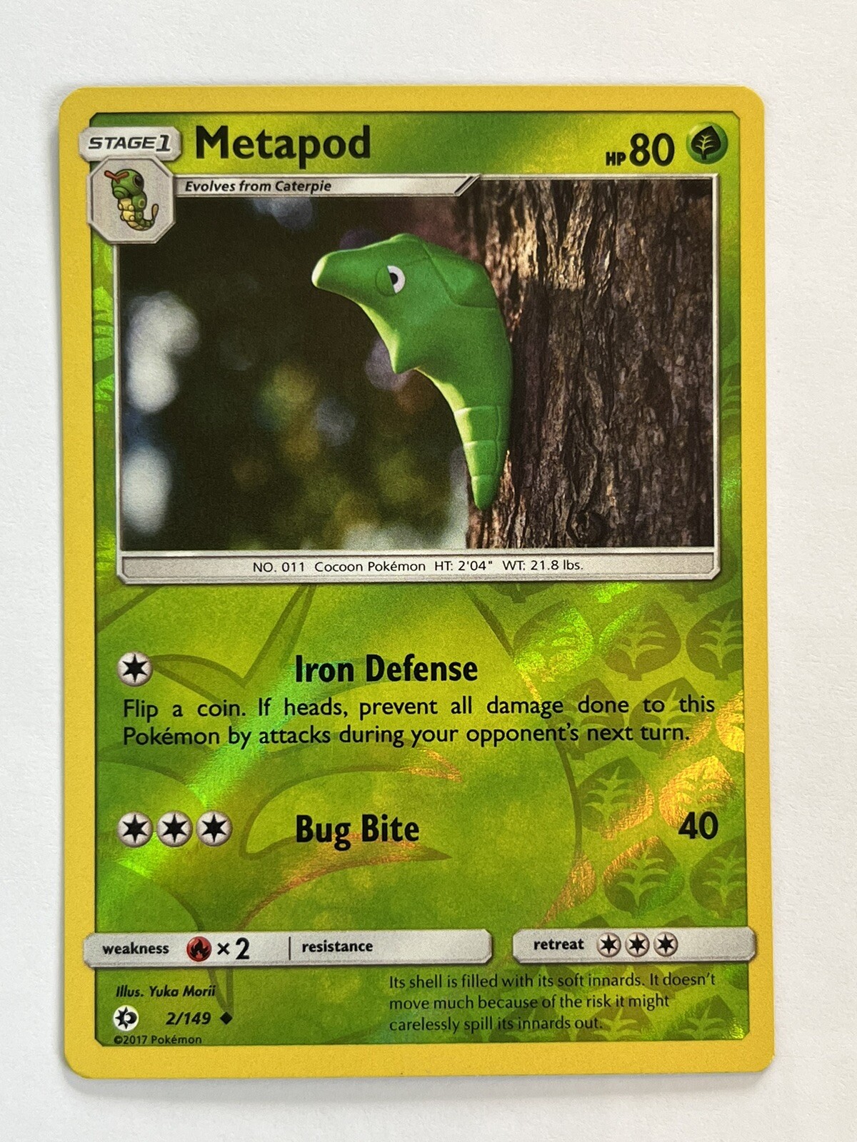 Pokémon TCG Metapod Sun & Moon Base Set 2/149 Reverse Holo Uncommon for ...
