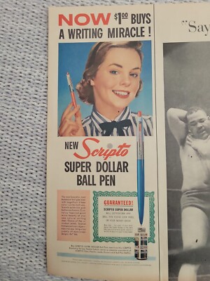 1956 Scripto super dollar ball point pen color vintage ad | eBay