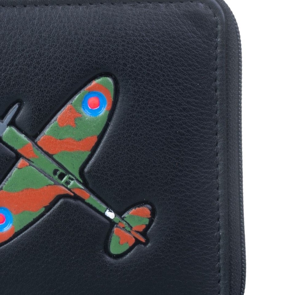 Mala Leather Spitfire Plane Zip Around RFID Leather Wallet Black | eBay UK