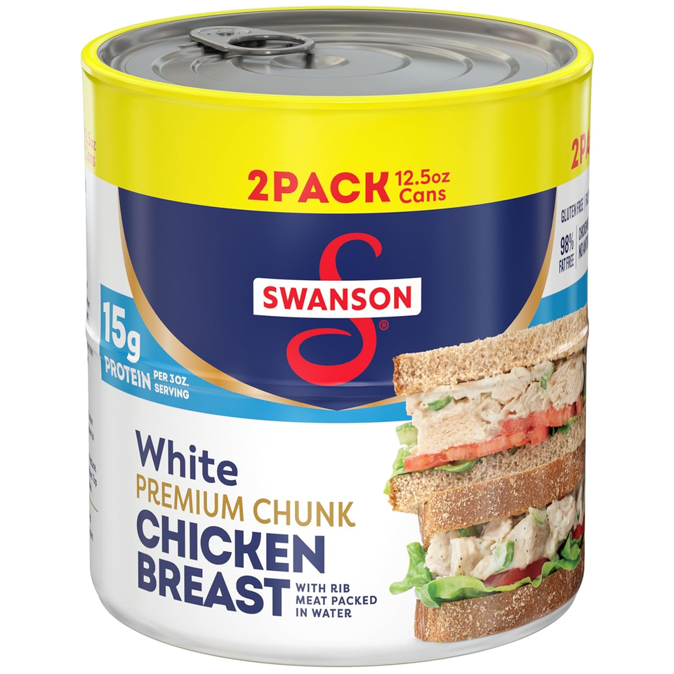 Swanson White Premium Chunk Chicken Breast with Rib Meat in Water, 12.5 ...
