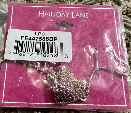 Holiday Lane - Valentines Day Pink Ombre Rhinestone HEART NECKLACE | eBay
