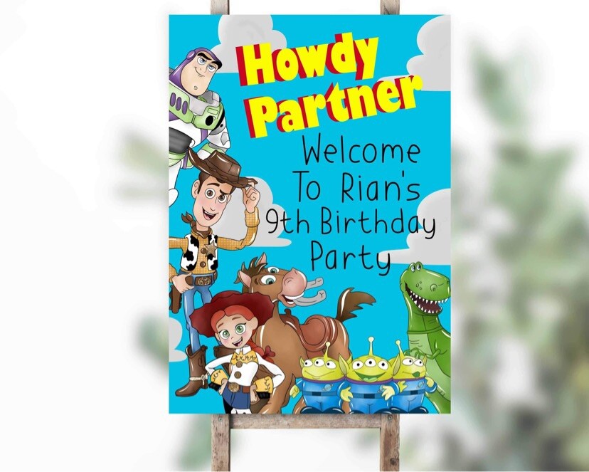 Toy Story Balloons Toy Themed Birthday Welcome Sign Template, Editable ...