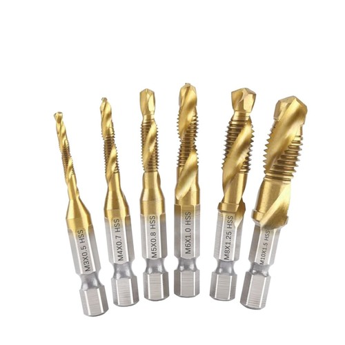 6Pcs 1/4in Hex Shank HSS Screw Thread Countersink Tap Drill Bit ...