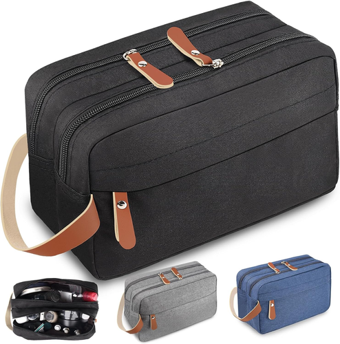 Travel Toiletry Bag for Men, Hanging Dopp Kit, Water-Resistant (Black ...