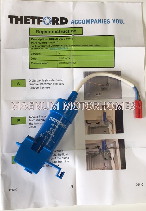 Thetford Toilet Pump For Thetford C250CWE Toilets 50712 Genuine ...