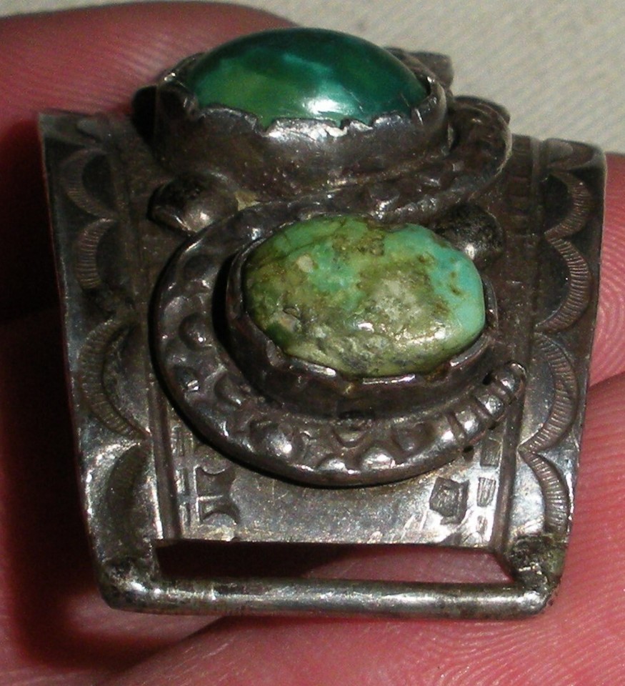 VINTAGE ZUNI DAN SIMPLICIO SNAKE TURQUOISE STERLING SILVER WATCH TAB ...