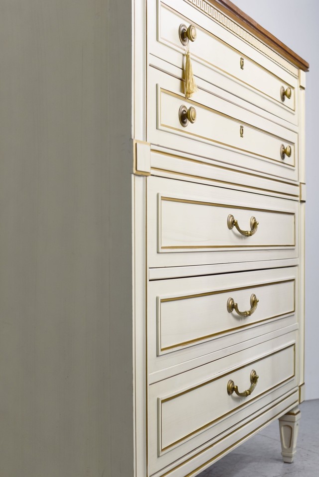 PAINT TO ORDER Vintage Transitional Highboy Dresser Gold Accents by ...