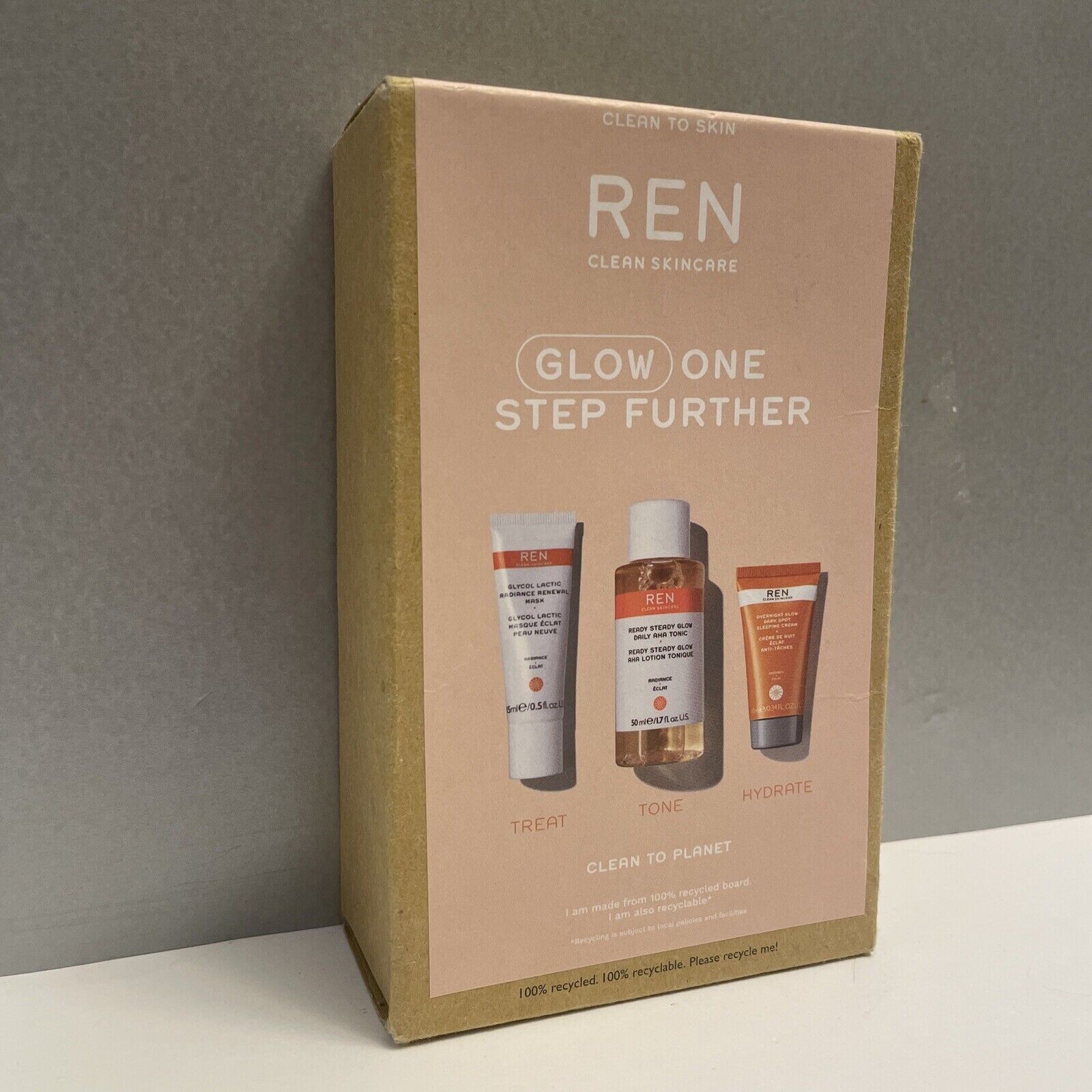 REN Skincare Toner Set Glow One Step Further Radiance Kit Mask Sleeping ...