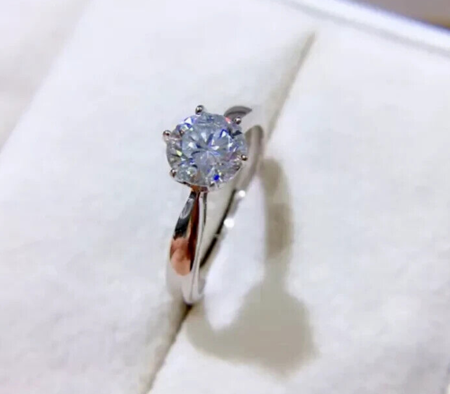 1 Ct Round Cut Moissanite Solitaire 10K Solid White Gold Engagement ...