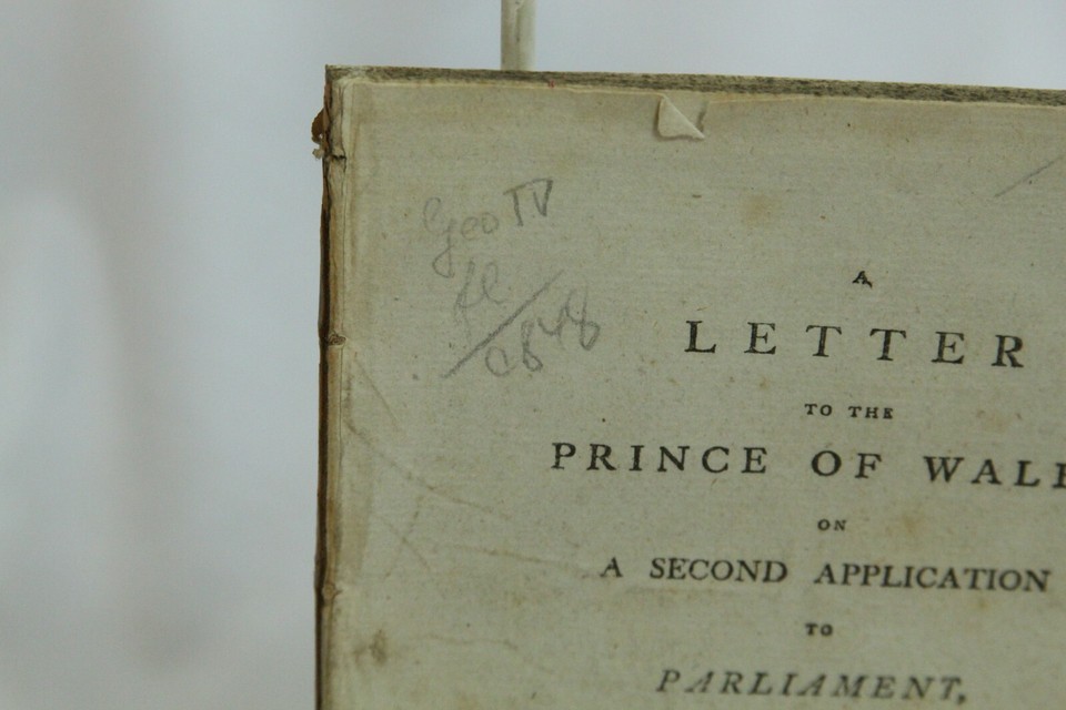 1787 Letter to the Prince of Wales on a Second Application to ...