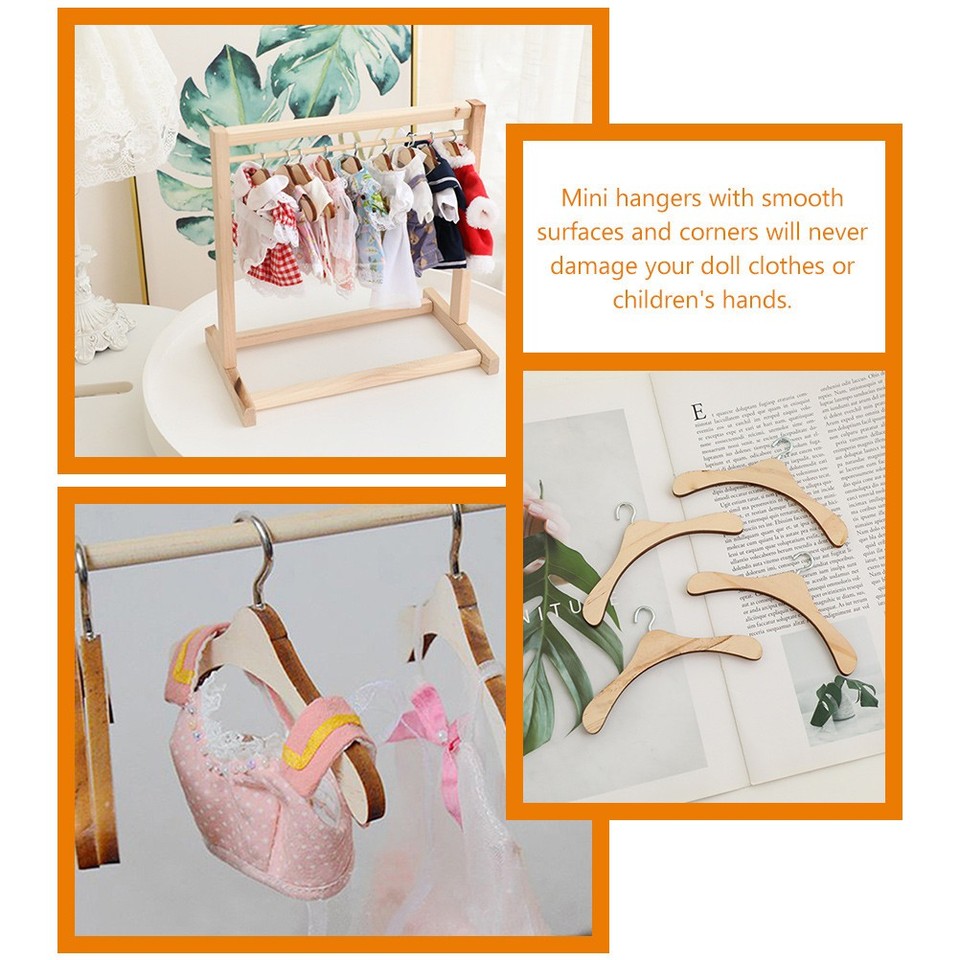 15pcs Wooden Mini House Hanger Portable Mini Clothes Hangers Doll ...