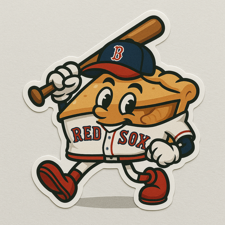 Baseball Pie Guy Vinyl Sticker – Boston Baseball Fan Decal –Waterproof ...