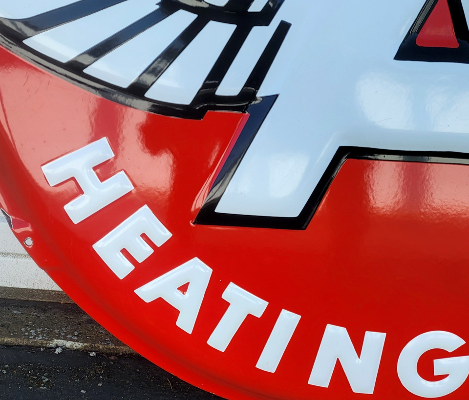 Rare Vintage Porcelain FLYING A Heating Oils Sign 48" x 62" Associated ...