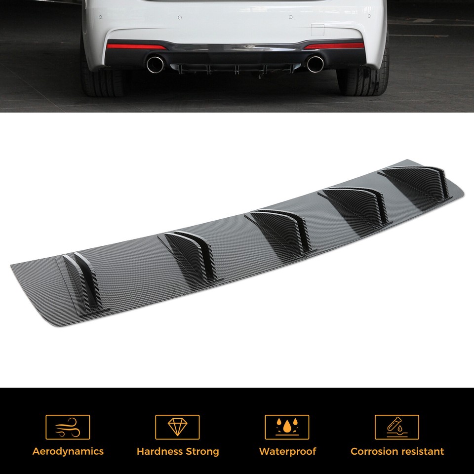 For Mercedes Benz Carbon Fiber Look Rear Lip Bumper Diffuser Shark Fin ...