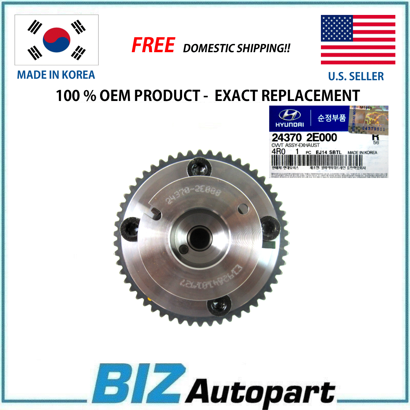 GENUINE CVVT-EXHAUST FOR 11-14 ELANTRA 12-16 FORTE SOUL 1.8L 2.0L 24370 ...