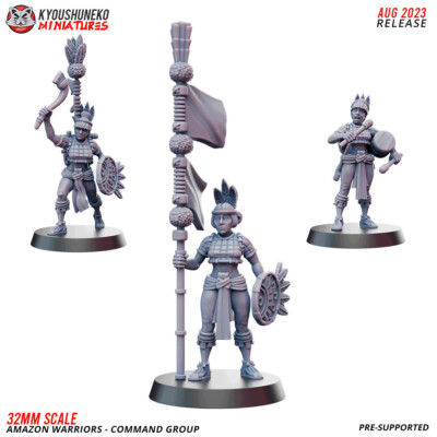 Amazon Warriors Command Group - Kyoushuneko Miniatures - Aztec Army ...