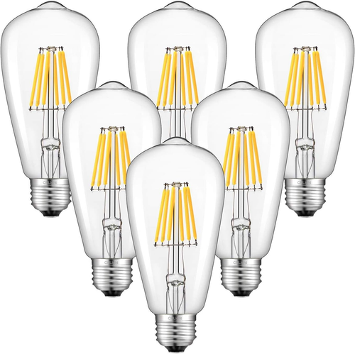 6W Dimmable LED Edison Bulb 3200K Soft White, 700LM 70W Equivalent E26 ...