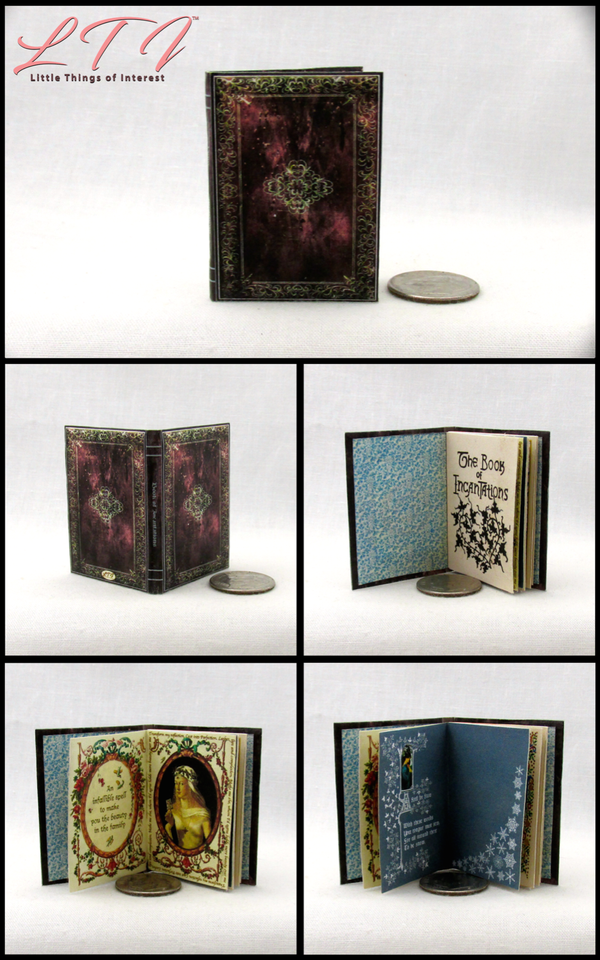 1:6 Scale BOOK OF INCANTATIONS Illustrated Readable Miniature Spell ...
