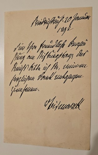Original handgeschriebener Brief mit Unterschrift von Otto von Bismarck ...