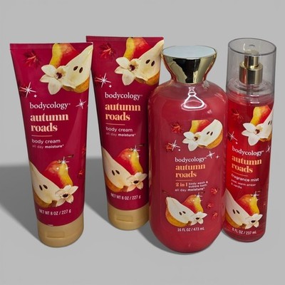 Bodycology 4pc Lot Autumn Roads Body Wash Bubble Bath, Cream ...