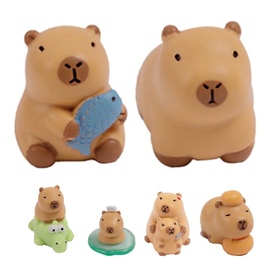 6 Pcs Resin Capybara Gardening Statue Mini Figures Toy Playset Action ...
