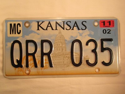 LICENSE PLATE Car Tag 2002 2011 KANSAS QRR 035 Mitchell County LOW ...