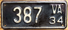 1934 Virginia Motorcycle License Plate - Automobile License Plate Store ...
