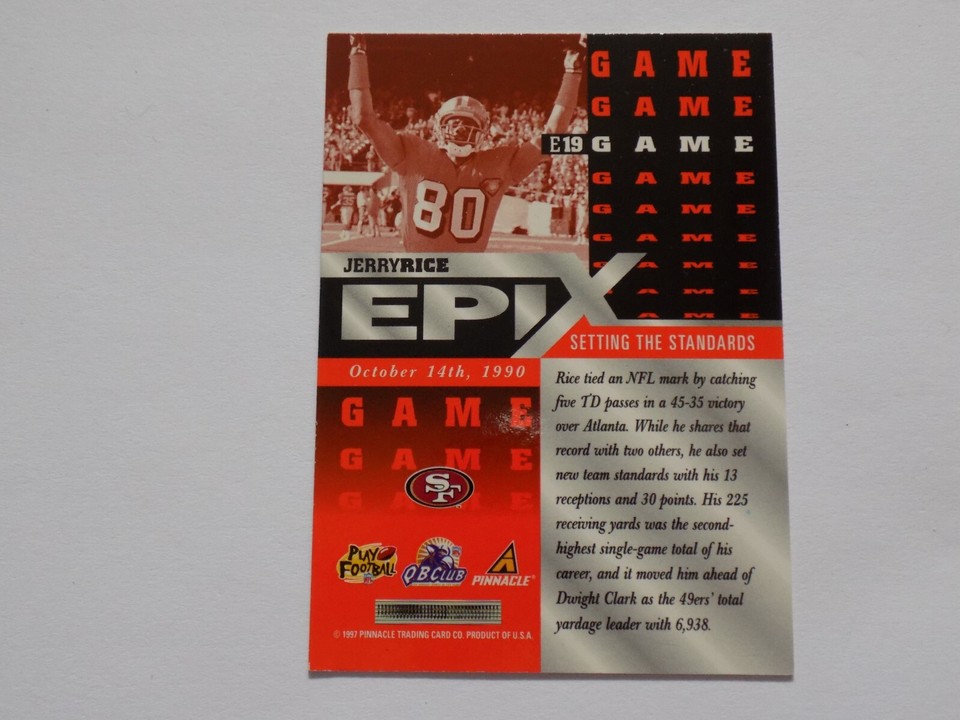 1997 Pinnacle Epix Game Jerry Rice Card #E19 | eBay