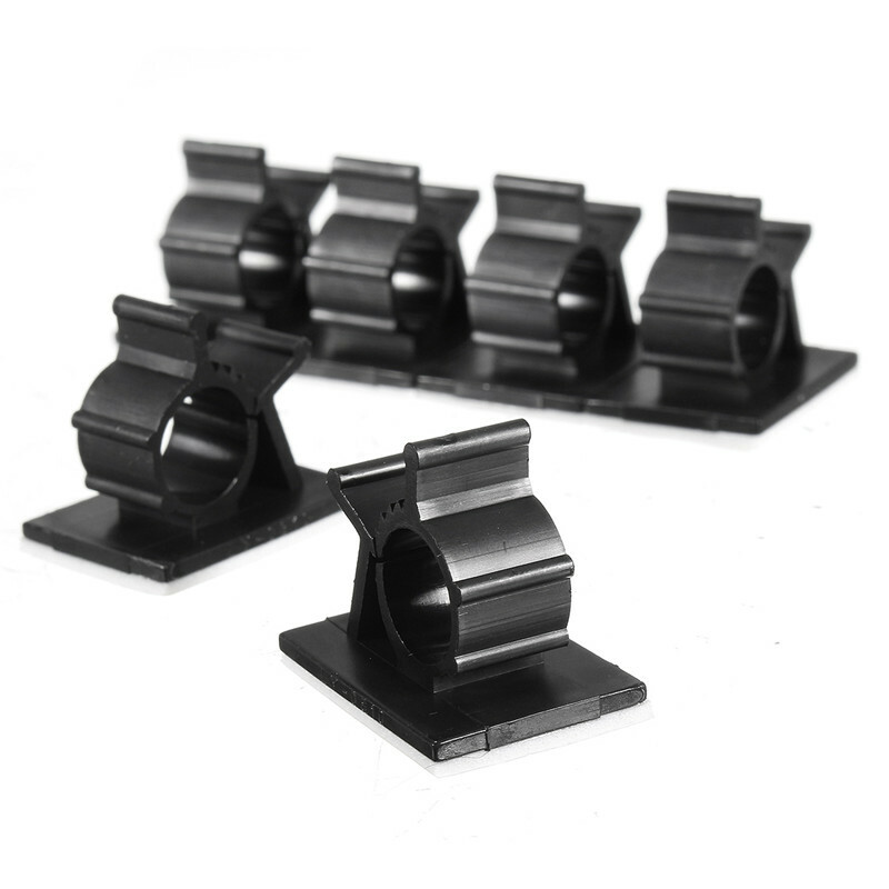 10x SELF ADHESIVE CABLE CLIPS PLASTIC WIRE HOLDER CLAMPS BLACK/WHITE | eBay