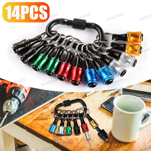 14Pcs 1/4" Hex Shank Quick Release Keychain Screwdriver Drill Bit ...