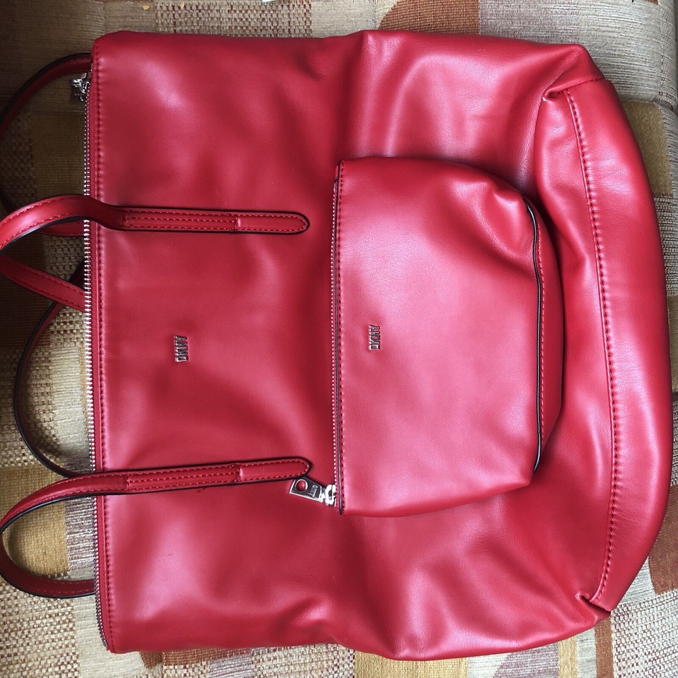DKNY Phoenix 2 in 1 Tote Handbag Set Red Purse Zipped | eBay