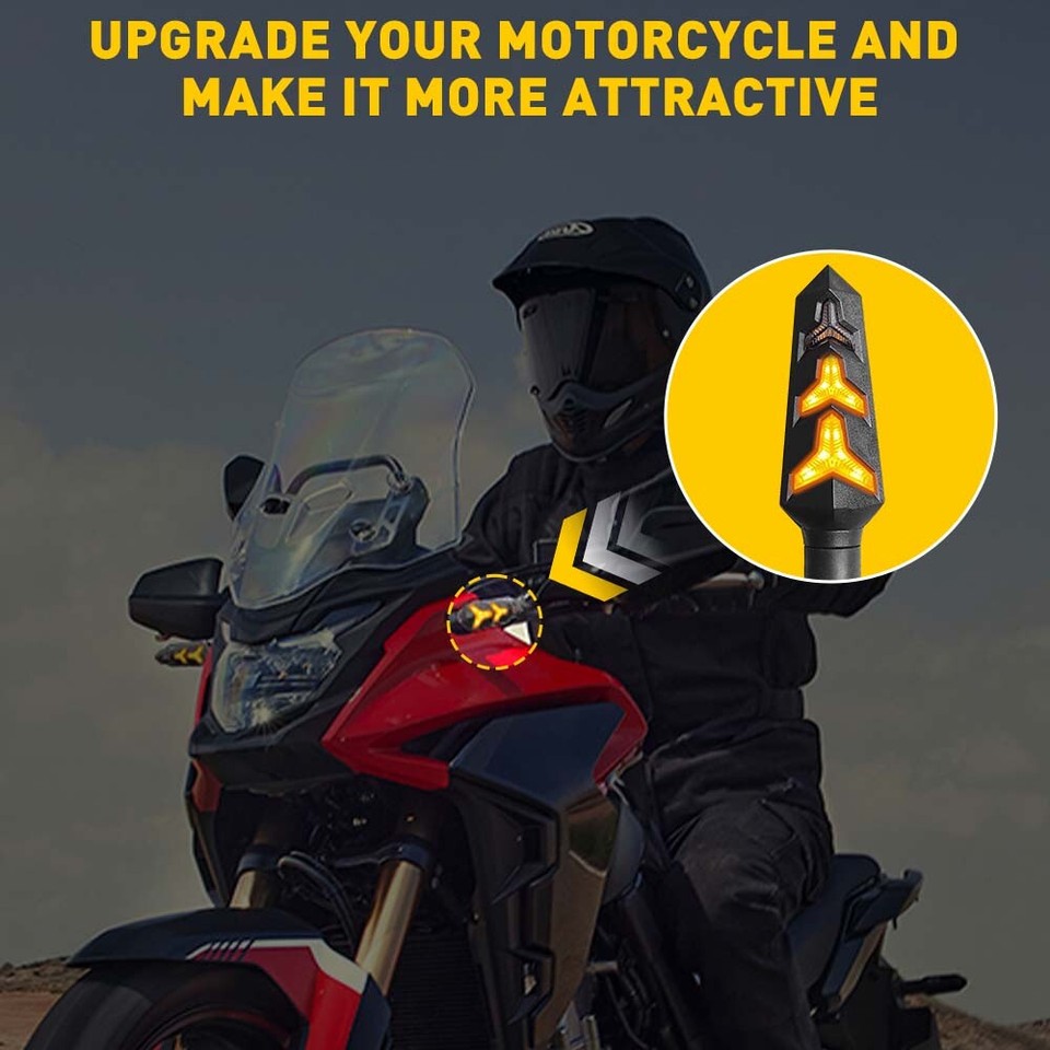 12V Motorcycle LED Running Turn Dynamic Signals Light Flowing Amber | eBay