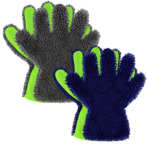 2 Packs Car Wash Mitt 5 Finger Microfiber Wash Mitts Auto Car Dusting ...