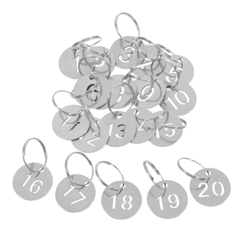 20 Pcs Number Plate Metal Round Numbered Tags Key with Rings Label ...