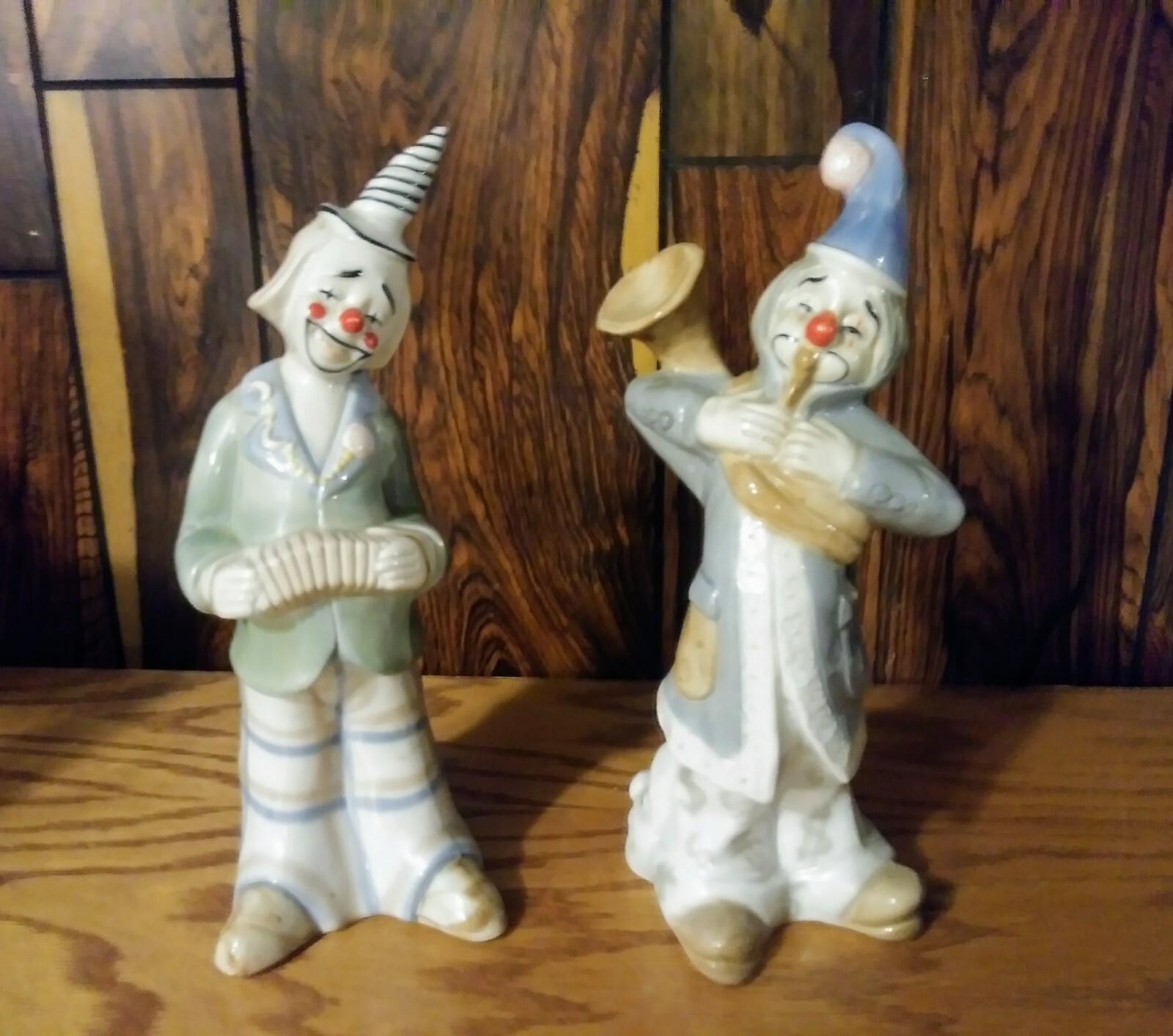 Vintage Clown Figurines Clown Playing Tuba Accordion Concertina Faces ...