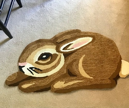 Vintage Hand Made Hooked Rug 21” x 39” Bunny Rabbit Shape | eBay