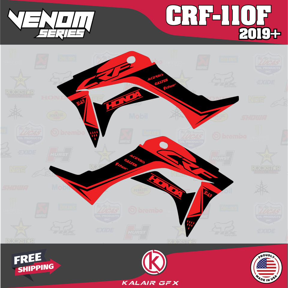 Graphics Kit for HONDA CRF110F CRF110 (2019-2024) Venom- Red Shift | eBay