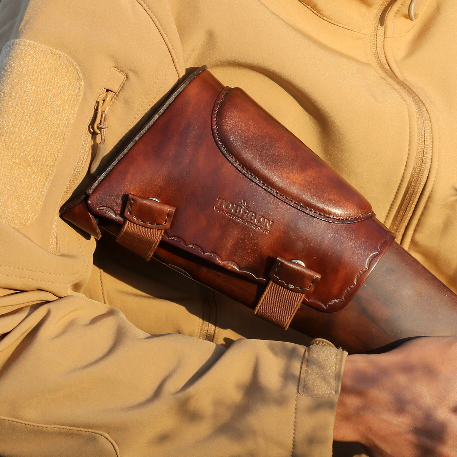 TOURBON Leather Cheek Riser Buttstock Recoil Pad Shooting Rifle Sling w ...