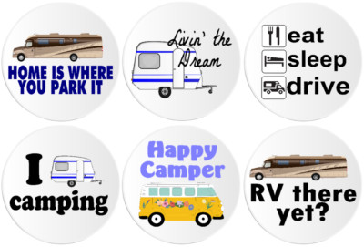 RV Camper Trailer 5th Wheel Humor Funny - 6 Pack Circle Stickers 3 Inch ...