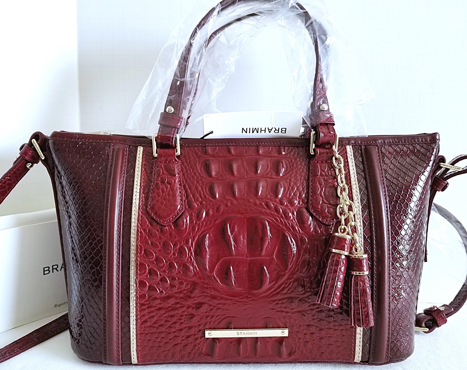 Brahmin Mini Asher Satchel Chianti Sonatina Red Leather for sale online ...