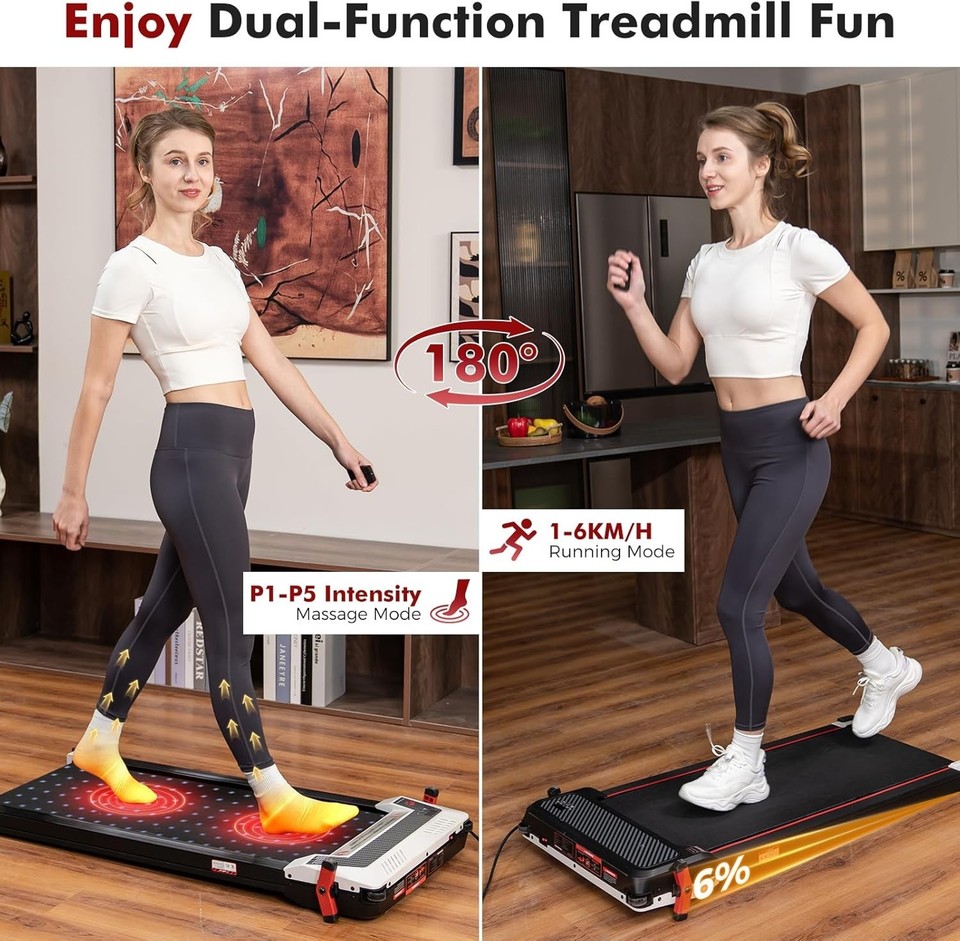 CITYSPORTS Walking Pad with 6% Incline Massage Function,2 in 1 Under ...